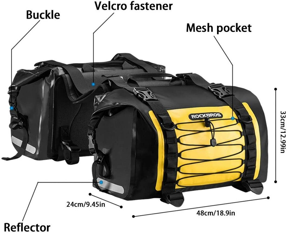 ROCKBROS Waterproof Motorcycle Pannier Rear Bag Travel Dry Duffel Bag ...