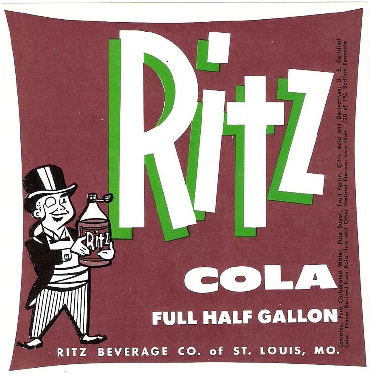 Ritz Cola Unused Soda Label Ritz Beverage Co. St. Louis, Missouri Half ...