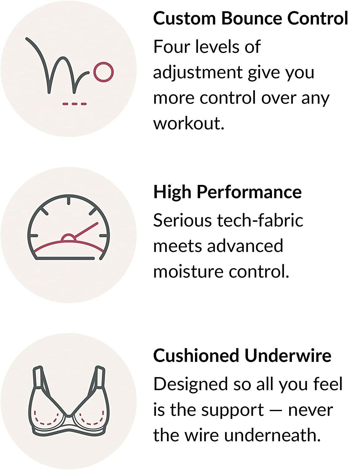 NWOT Glamorise Gray Size 32H Elite Performance Wonderwire Adjust Sports ...