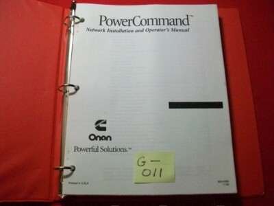 ONAN POWERCOMMAND NETWORK INSTALLATION & OPERATOR'S MANUAL #900-0366 ...