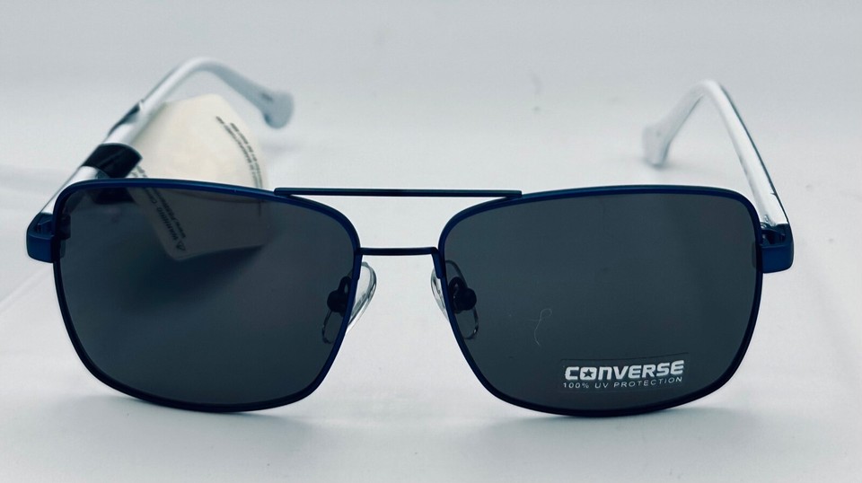 Converse Men Sunglass Navy Rectangle Fashion Metal, Smoke Lens H052 | eBay