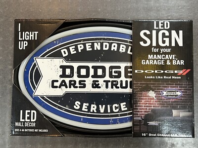 Dodge Led Neon Sign Cars And Trucks Dependable Service 16” Oval Shaped ...