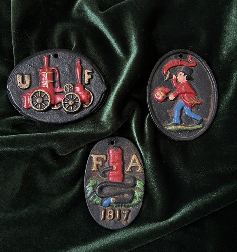 Vintage Antique Fire Insurance Mark Badges. Set Of Three Cast Iron | eBay
