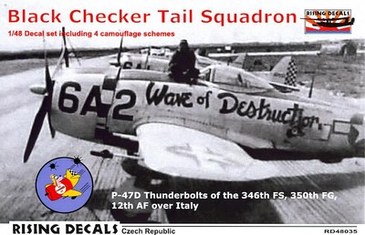 Rising Decals 1/48 BLACK CHECKER TAIL SQUADRON P-47 THUNDERBOLT 12th ...