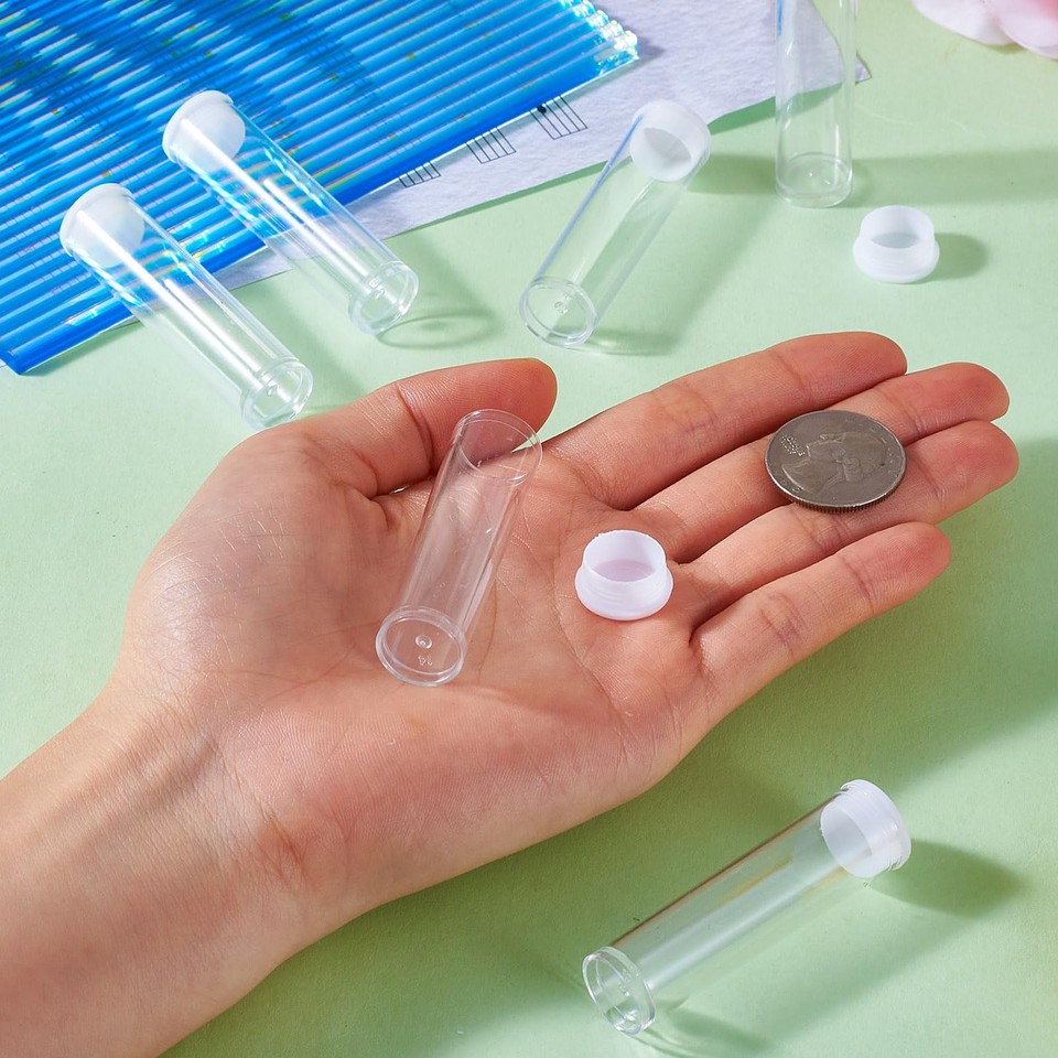 Craftdady 100Pcs Transparent Clear Plastic Small Empty Storage Tubes ...