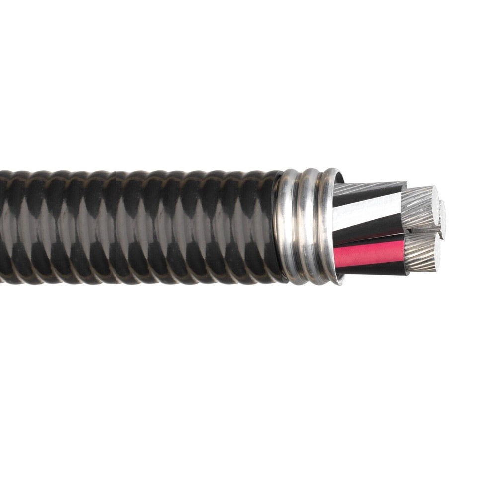 250' 300/3 Type MC Aluminum Metal Clad Cable PVC Jacket Black 600V | eBay