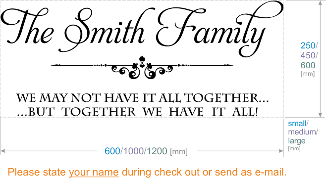 Personalised Family Name Vinyl Wall Sticker Art Lounge Bedroom Kitchen ...