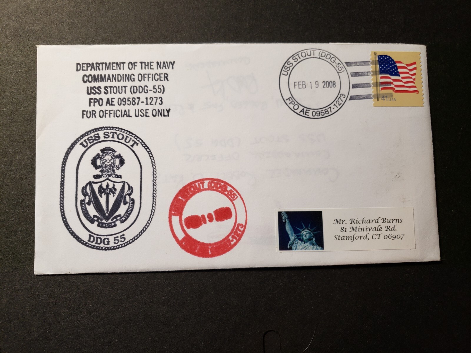 USS STOUT DDG-55 Naval Cover 2008 Cachet w/ signed card | eBay
