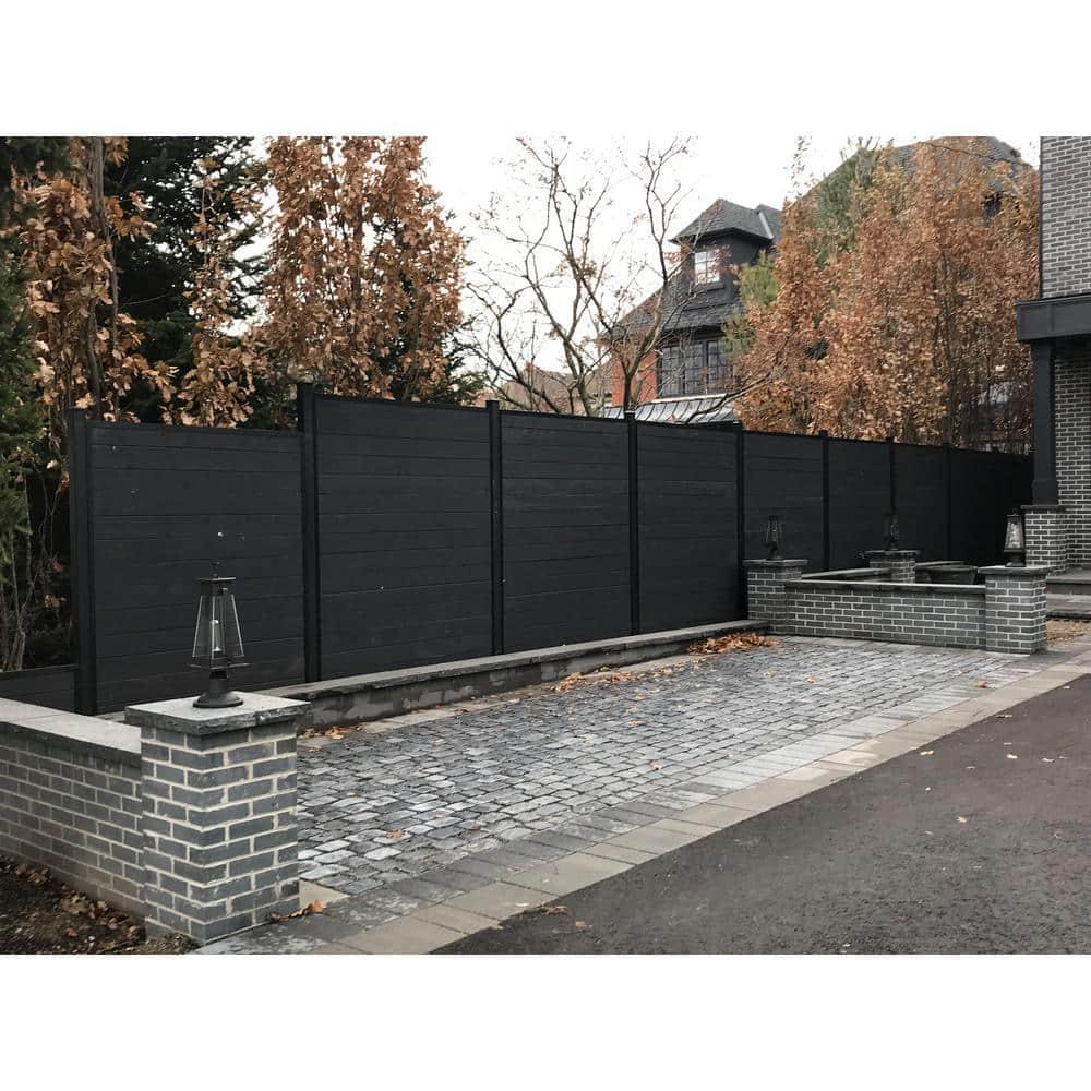 Black Aluminum 70" x 1-1/4" Fence Channel Kit 2-Pack for 6 ft. High ...