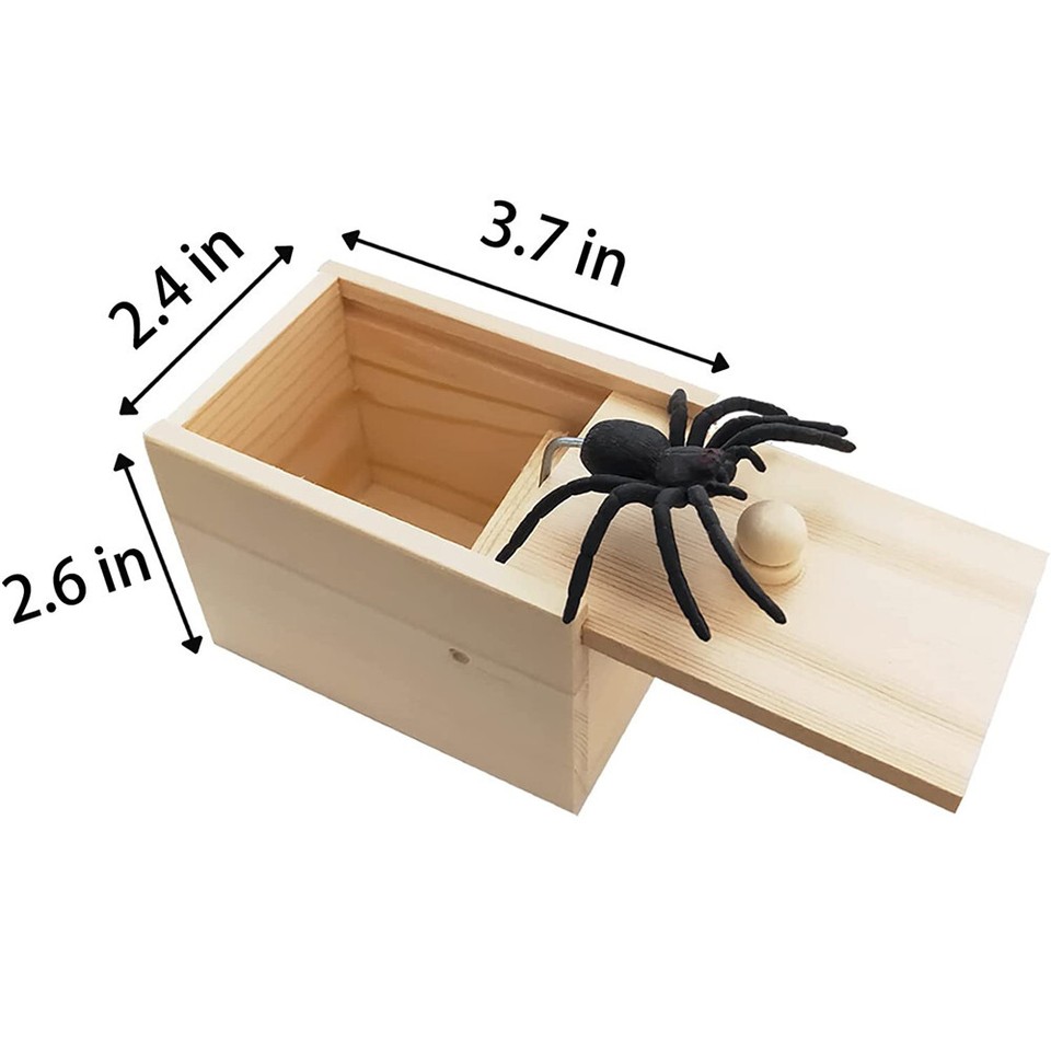 Wooden Prank Spider Scare Box Hidden in Case Trick Play Joke Scarebox ...