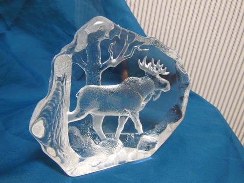 Mats Jonasson Crystal Moose In Woods Sculpture/Statue/Figurine 3566- | eBay