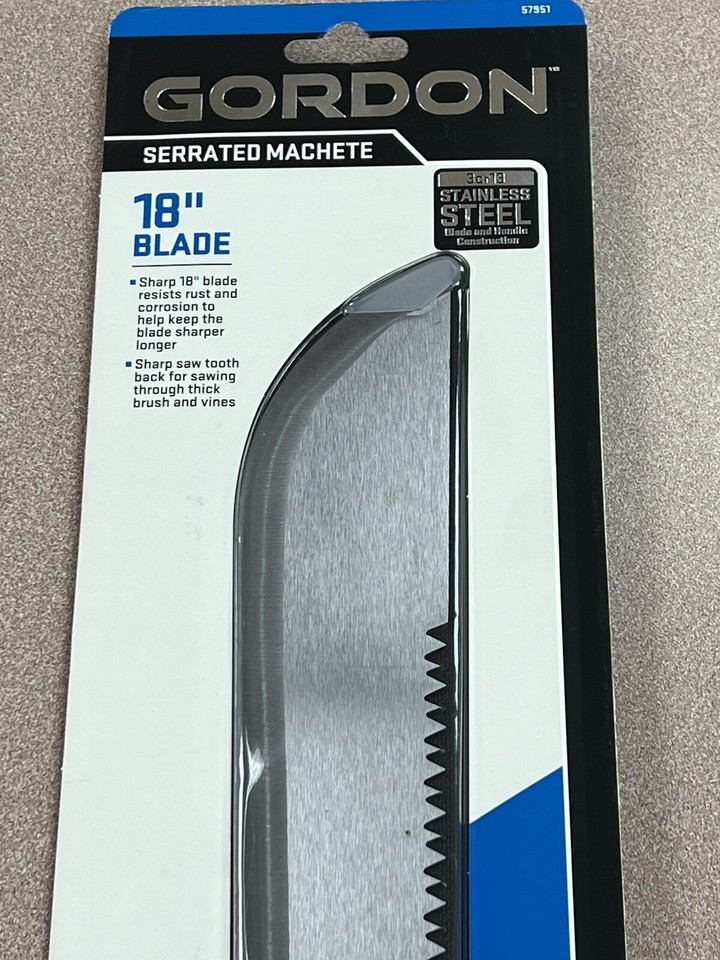 Gordon 18 inch Serrated Machete Knife w/ Nylon Sheath Survival Tool ...