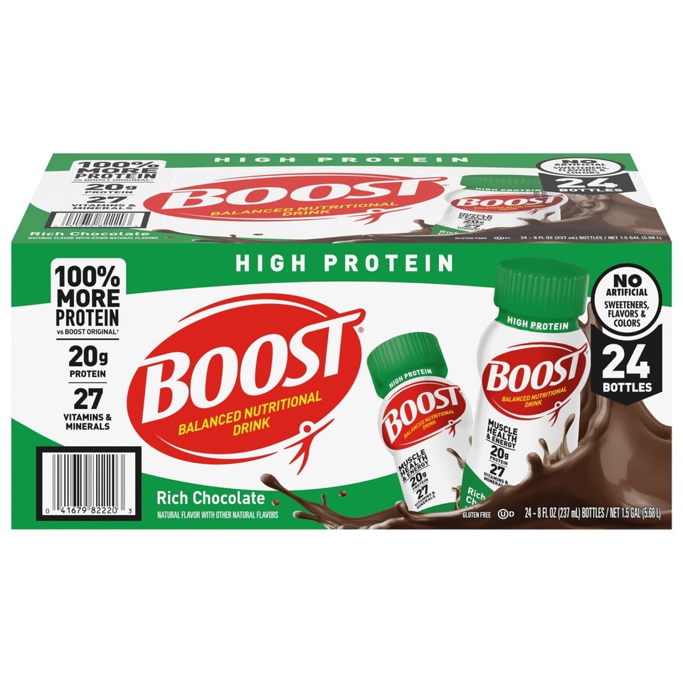 BOOST High Protein Nutritional Drink, Rich Chocolate, 20g Protein, 24 ...