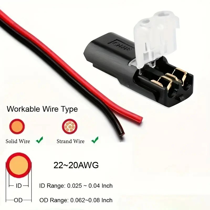 100X Double-Wire Plug-in Connector with Locking Buckle Pluggable Wire ...