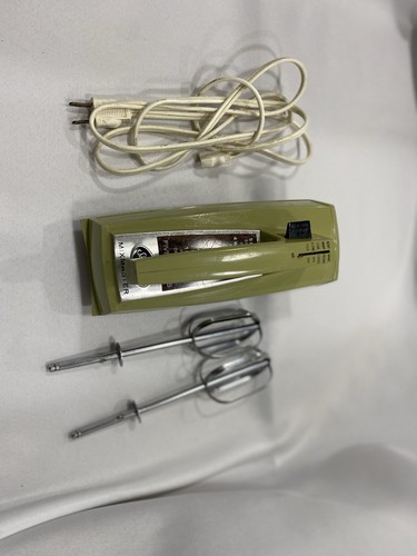 Vintage Sunbeam Mixmaster 5 speed hand mixer avocado green with beaters ...