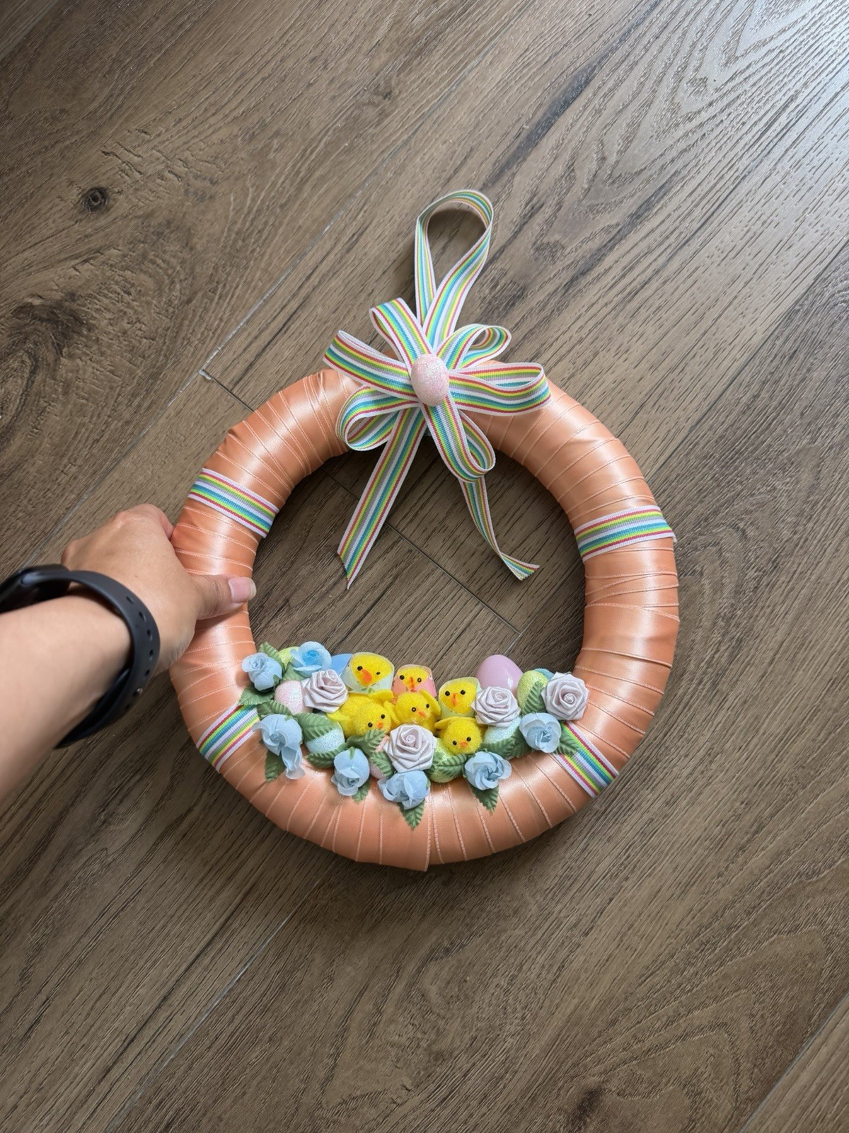 Easter Chicks Family Wreath Cute Pastel Colors With Eggs Hunt Front ...