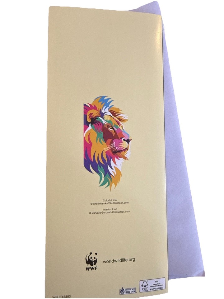 WWF Lion Congratulations Card Tall Art Greeting Card Wildlife Charity ...