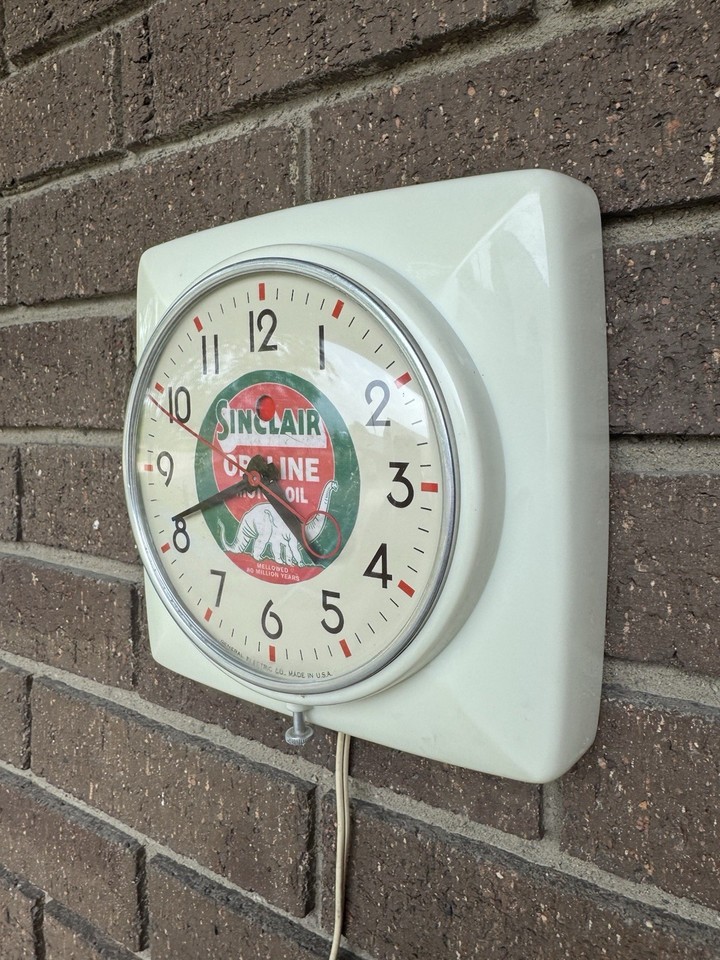 VTG GE SINCLAIR-OLD GAS STATION ADVERTISING WALL CLOCK SIGN CAN | eBay