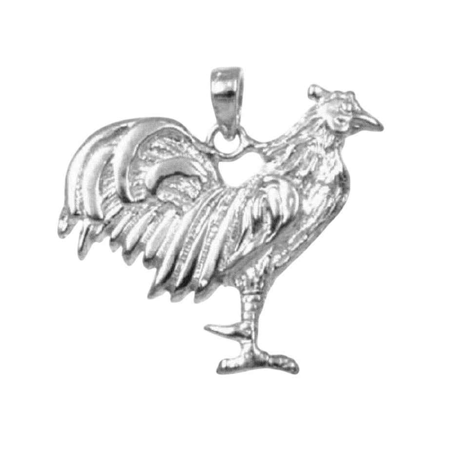 Sterling Silver Rooster (Chicken) Pendant / Charm, Made in USA, Box ...