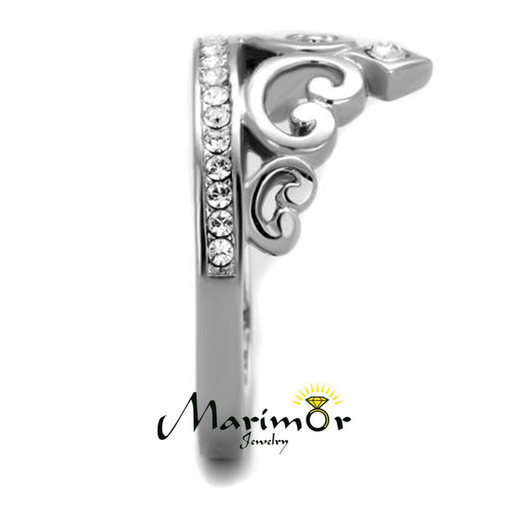 Princess Royalty Crystal Crown Silver Stainless Steel Fashion Ring ...