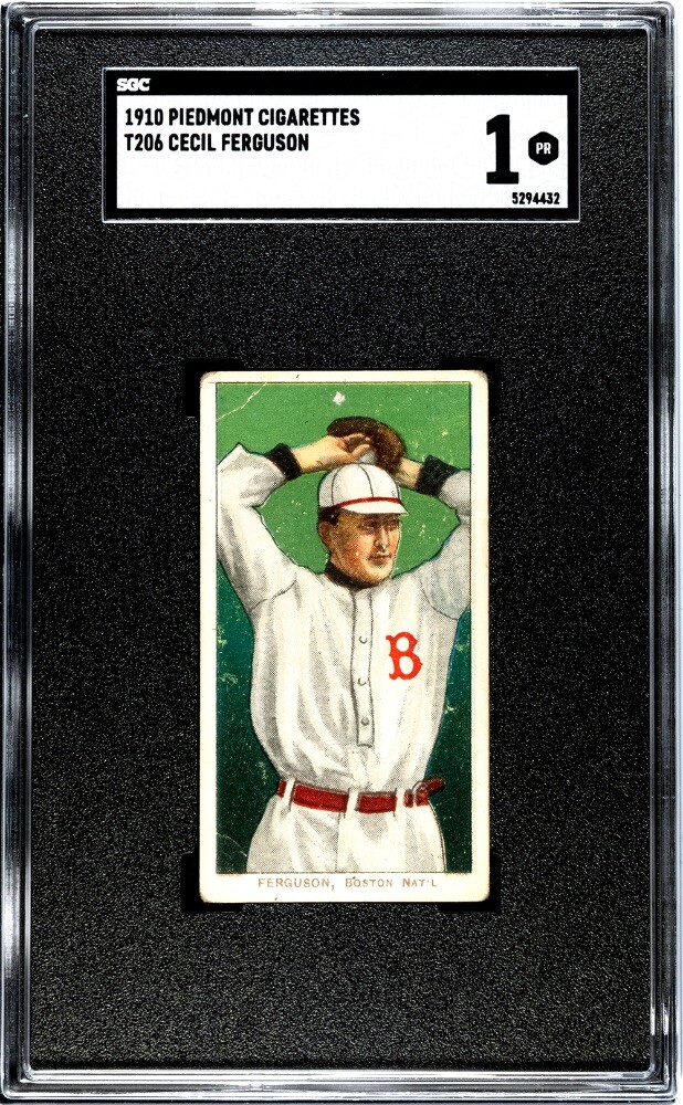 1909-11 T206 Piedmont 350 Factory 25 Cecil Ferguson Boston SGC 1 Poor ...