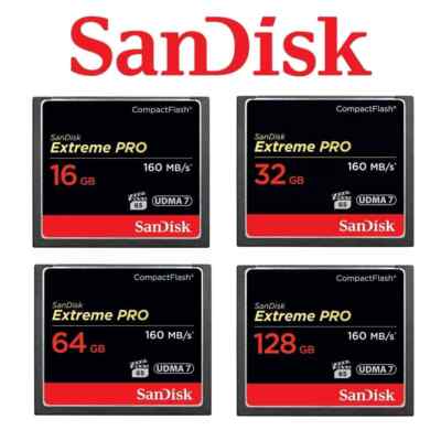 SanDisk Extreme Pro Compact Flash Memory Card 16 GB 32GB 64GB 128GB 160 ...