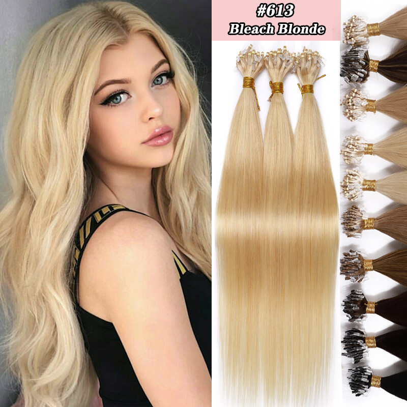 1G Micro Ring Loop Beads Link Hair Extensions Human Hair Real Remy ...
