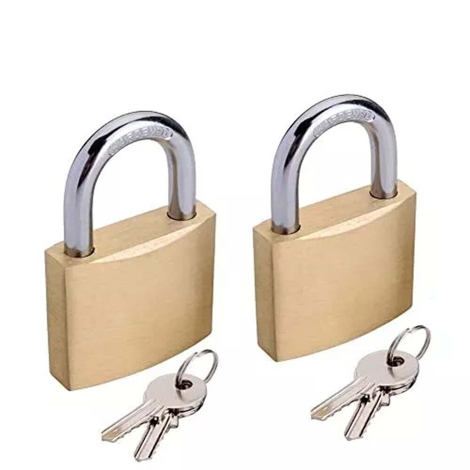Solid Brass Padlock with 4 Key Pad Lock 1-1/2 in. Wide Lock Body,Locker ...