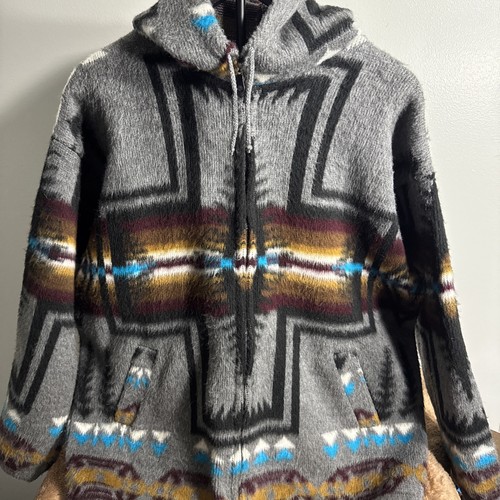 Hand Made Alpaca Wool Hoodie (L) Full Zip Inca Aztec Equator Sweater ...