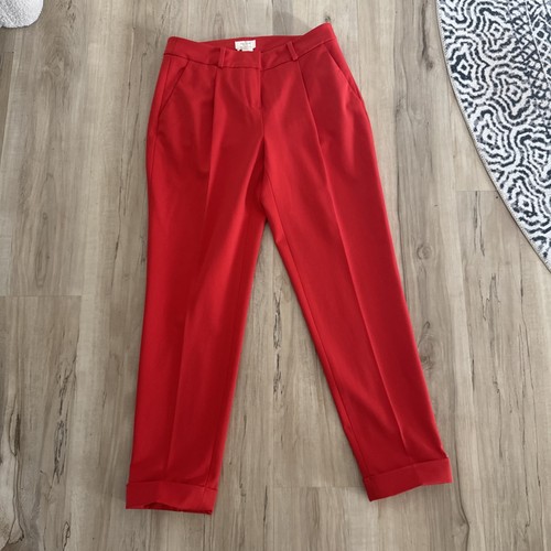 Kate Spade Trousers Pants Cropped Womens Sz 0 Red Straight Leg Pleated ...