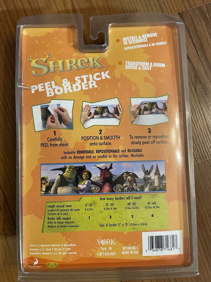 Shrek Peel and Stick Border Stickers for Kids Rooms New In Box | eBay