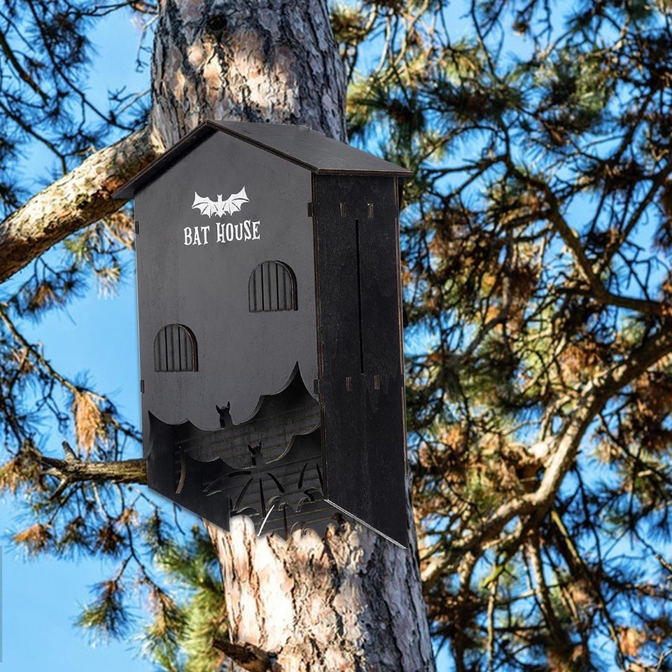 Bat Boxes For Outside Garden Wooden Bat Nest Wall Mount Three Chamber ...
