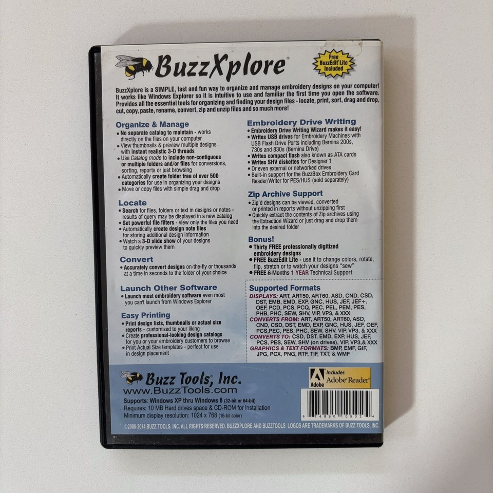 Buzz Xplore Embroidery Design Management Installation CD Software ...