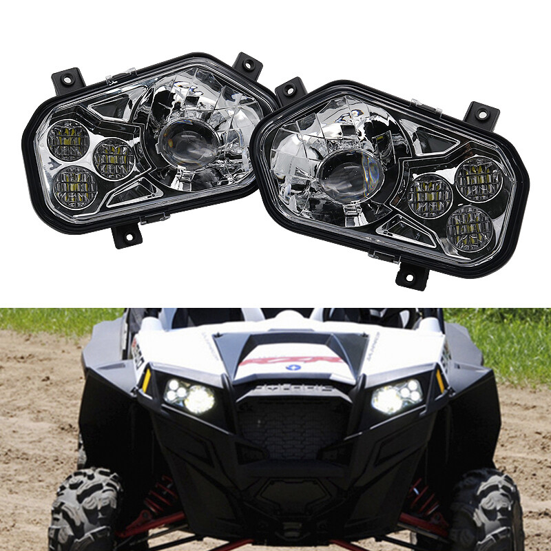LED Headlight Conversion Replacement Headlights for Polaris RZR 800 900 ...