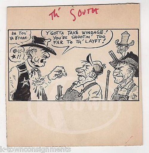 Drunk Sheriff Southern Shooting Range Humor Original Signed Ink Cartoon ...