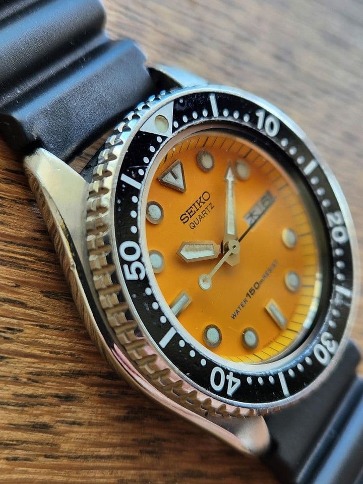 [ Excellent + ] Seiko 6458-600A Quartz Divers Watch Orange Dial Working ...