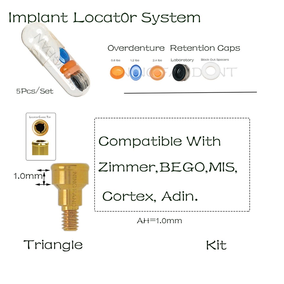 US Zimmer Adin Mis Bego Overdenture locator Abutments &Male Caps Tools ...