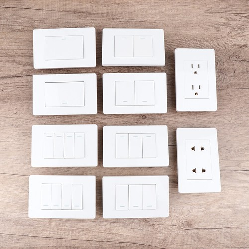 1 2 3 4 Gang On Off Light Wall Switch White Panel US Push Button Pass ...