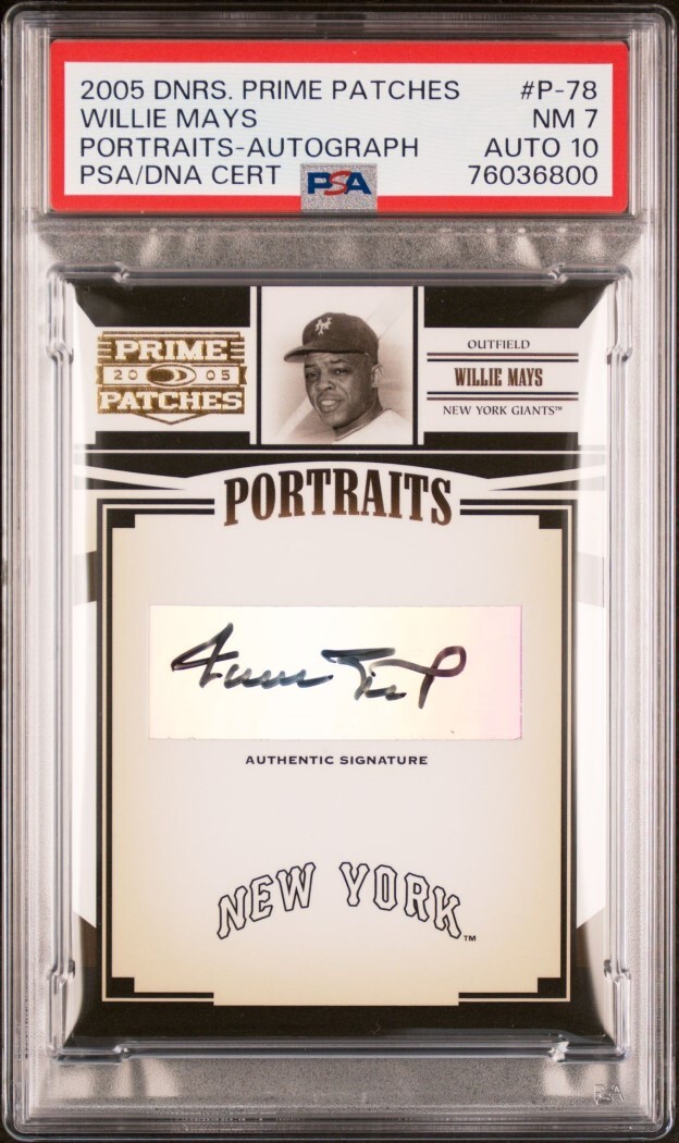 Willie Mays 2005 Donruss Prime Patches Portraits Auto PSA 7/ 10 Auto #P ...