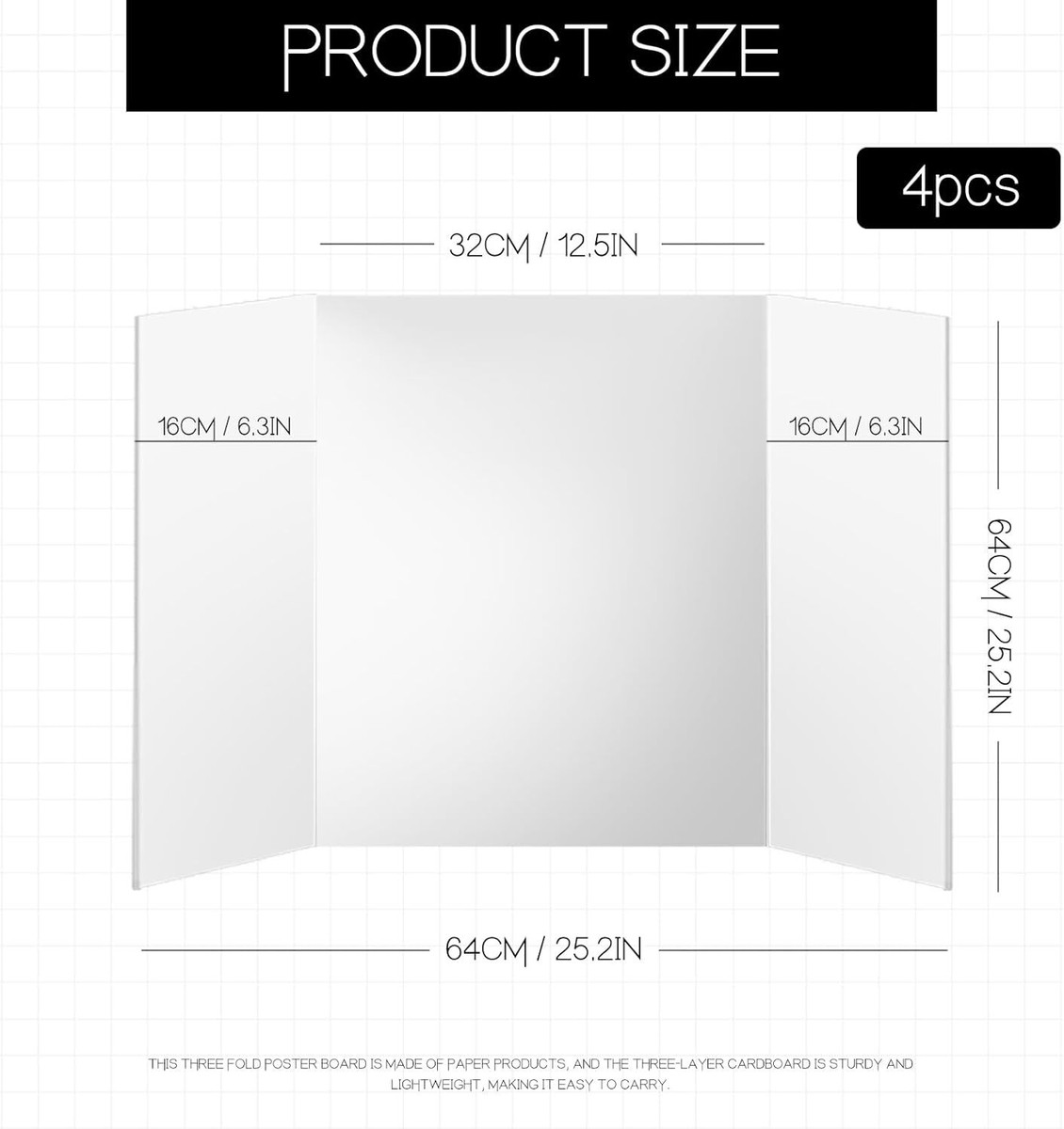 Poster Board Tri Fold 4Pcs Tri Fold Poster Boards Small White
