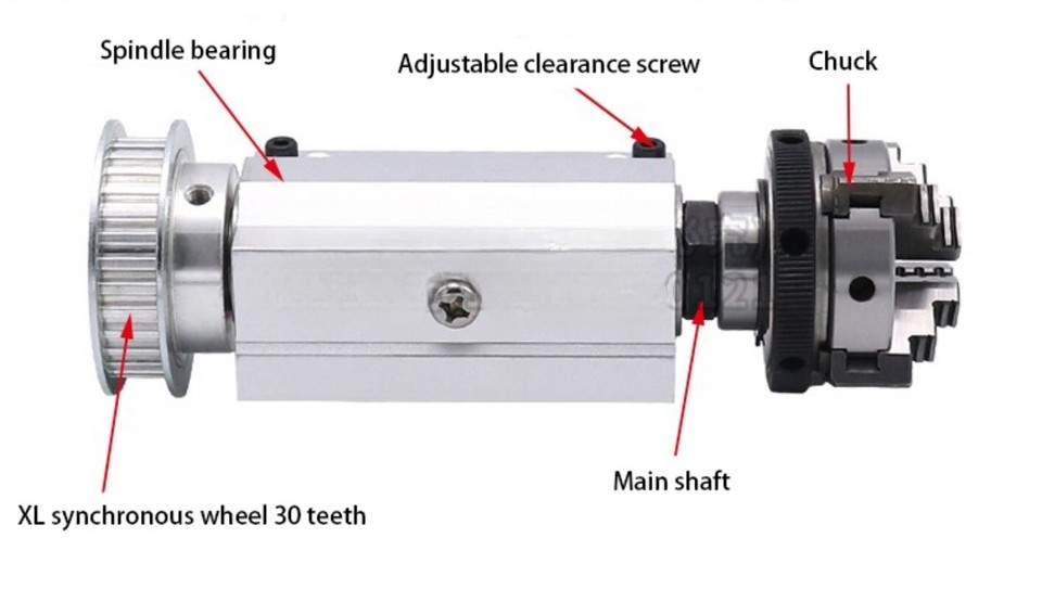 Mini Lathe Woodworking Bead Machine 63 Three-jaw/four-jaw Chuck Spindle ...