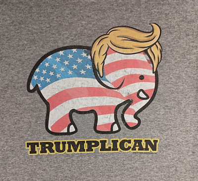 Funny Trumplican T Shirt Men's L American Flag Elephant Republican MAGA ...