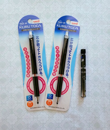 uni-ball Kuru Toga Rubber Grip Mechanical Pencil 0.5 2-pack black w ...