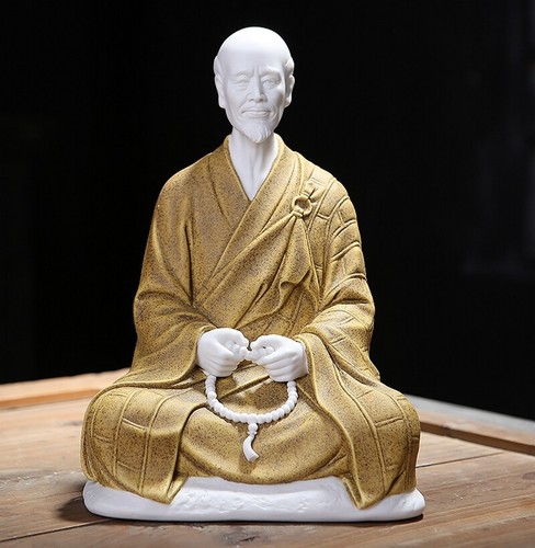 Chinese Zi Sha Porcelain Monk Statue Meditation Buddhism Zen Figure ...