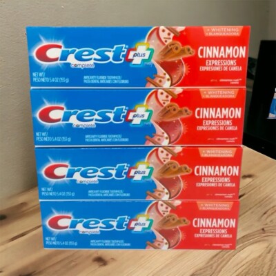 4 × Crest Plus Complete CINNAMON Expressions Fluoride Toothpaste 5.4 oz ...