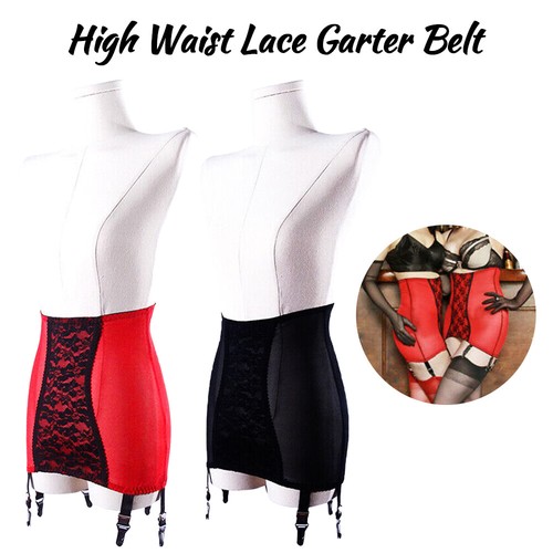 NEW Sexy 6 Straps High Waist Pull On Girdle Floral Lace Panel Garter ...