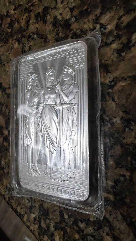 10 oz The Three Graces The Great Engravers 999.9 Fine Silver Bar Royal ...
