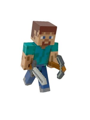 Minecraft Steve 4.5” Action Figure With Sword And Pickaxe | eBay