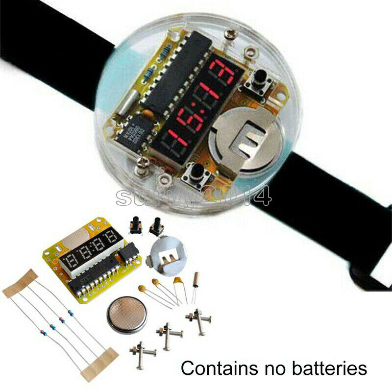 1 Set DIY LED Digital Watch Electronic Clock Kits With Transparent ...