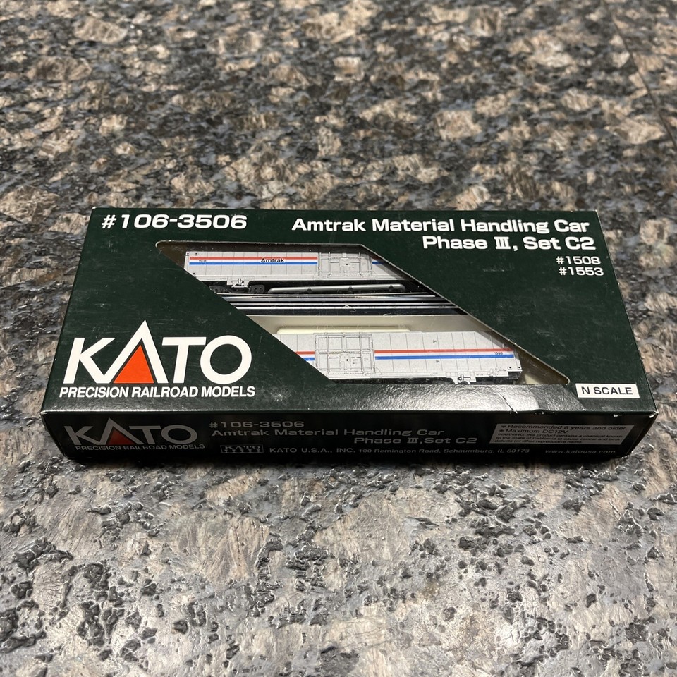 Kato 106-3506 N Scale Amtrak Material Handling Car Phase 3 Set C2 NIB ...